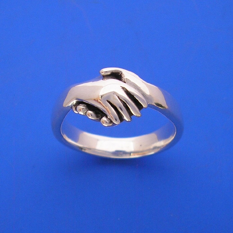 Silver Hand Shake Ring Hand Made Solid Silver - Etsy UK