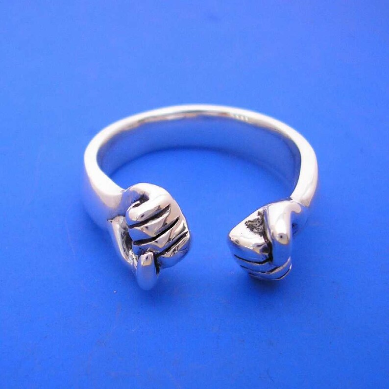 Silver Hand Fist Bump Ring Hand Made Solid Silver | Etsy