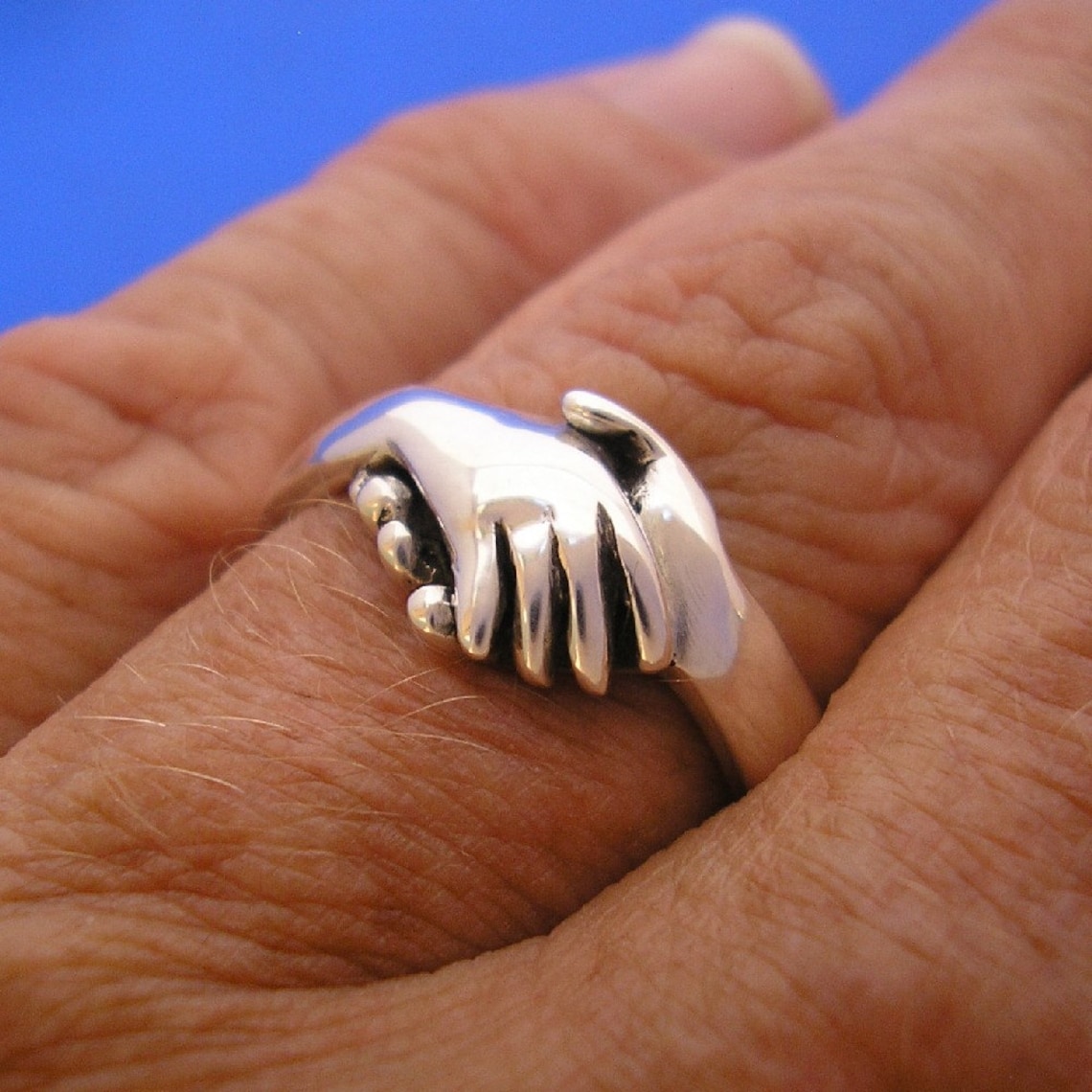 Silver Hand Shake Ring Hand Made Solid Silver - Etsy
