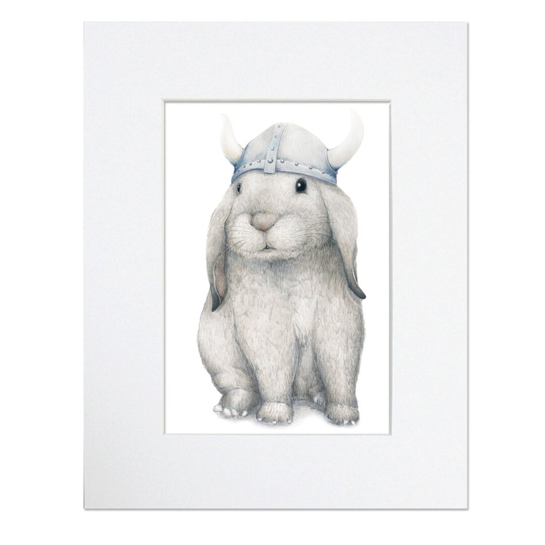Viking Bunny Print Small Mounted - Etsy