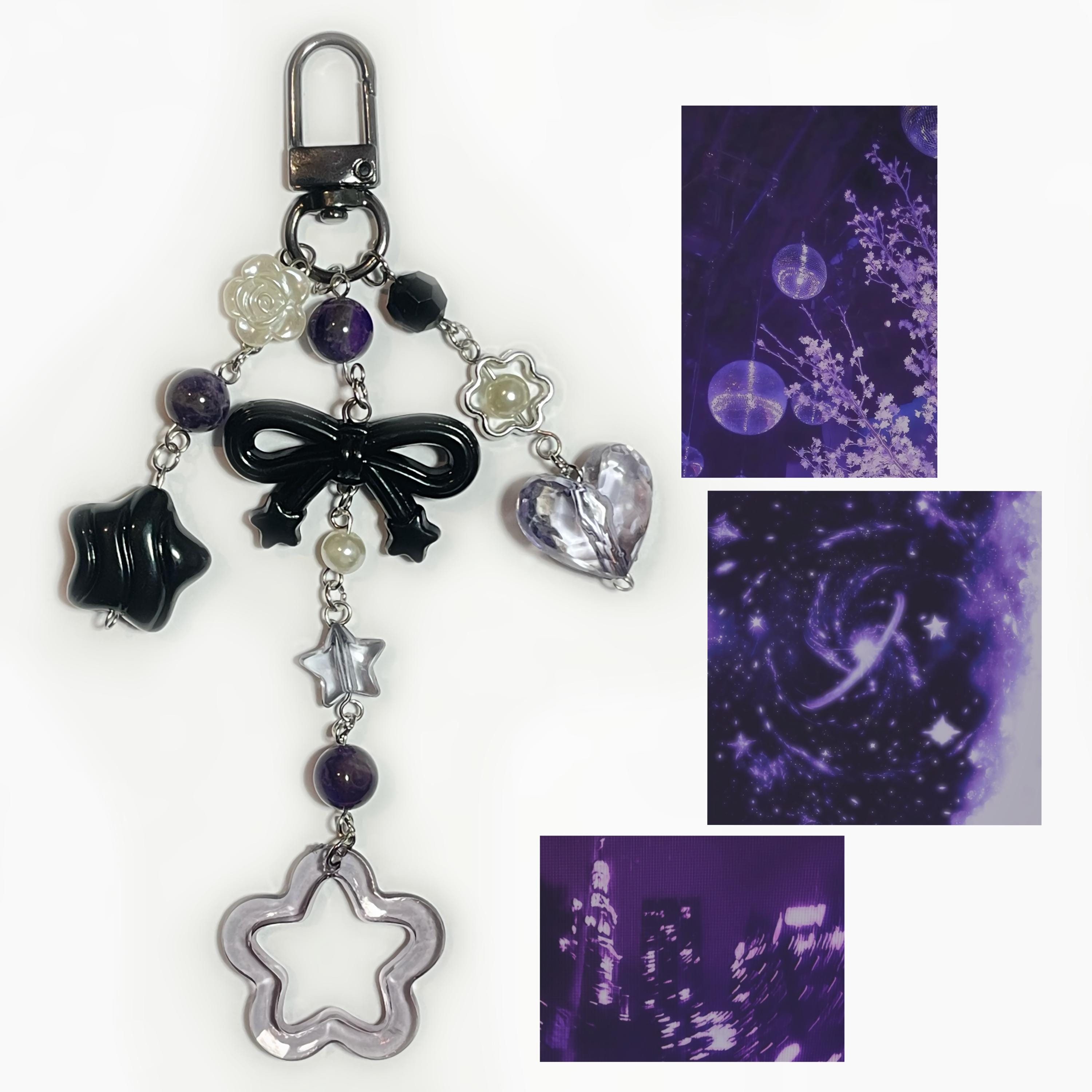 Handmade Black an Purple Themed Keychain - Etsy