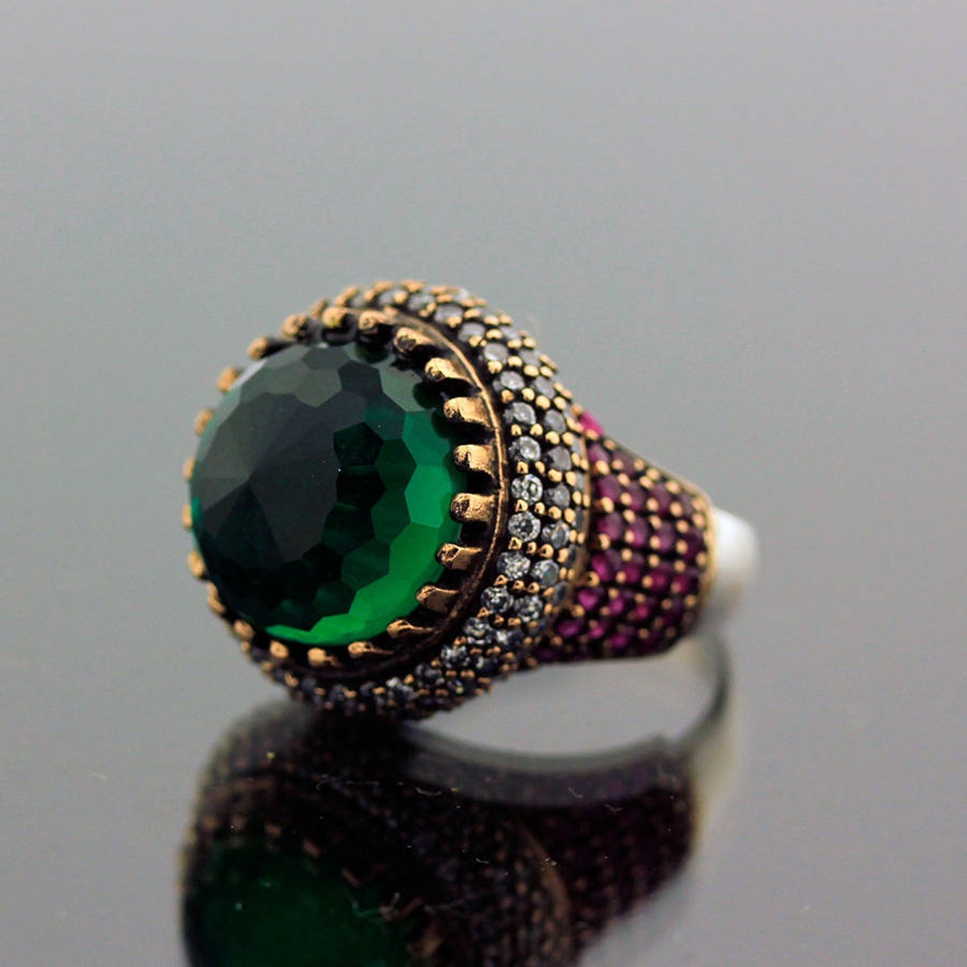 Emerald Ruby Topaz Sterling Silver, Ring Size 7 Handmade Jewelry - Etsy
