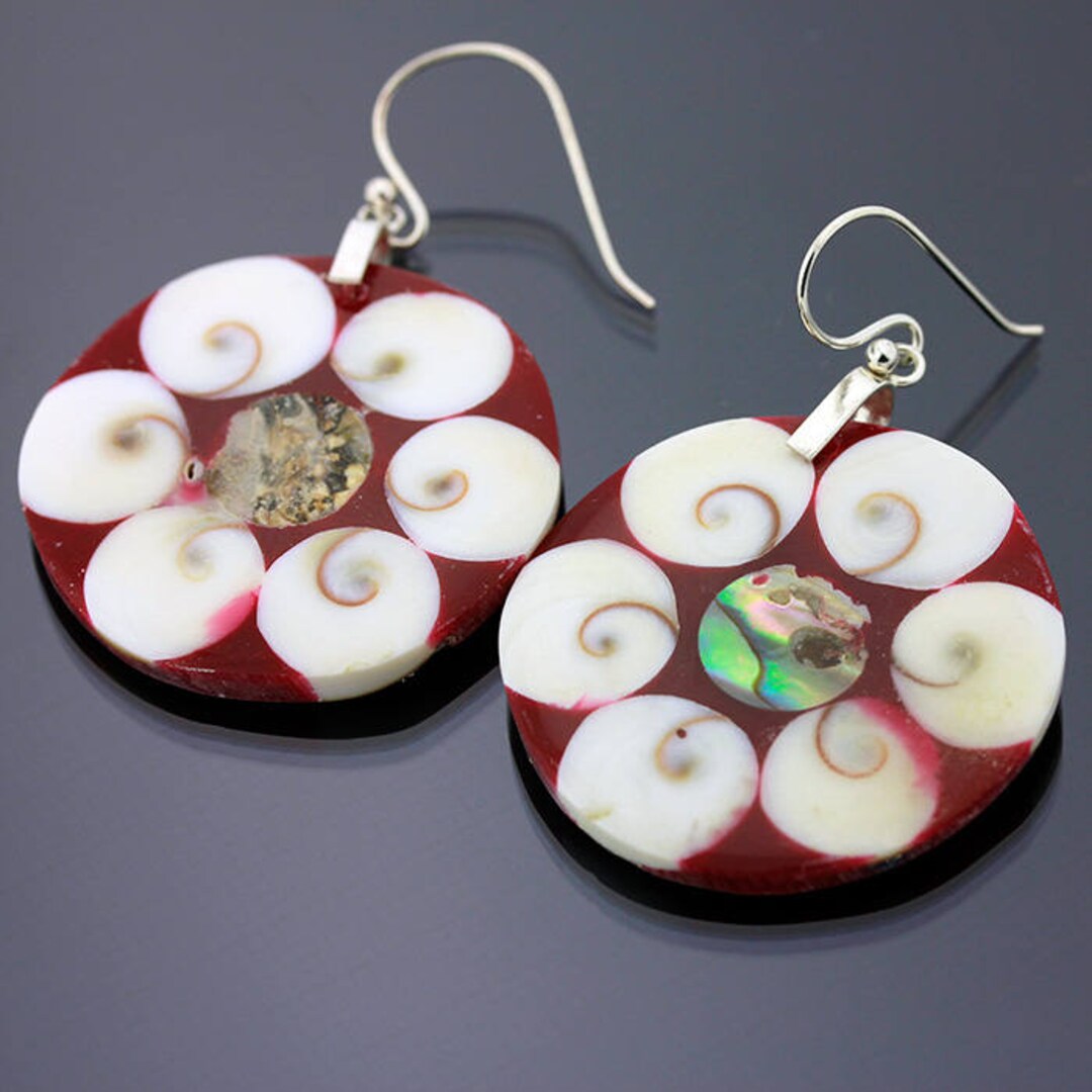 Shiva Shell Earrings Sterling Silver 1 3/4 Inchearrings - Etsy UK