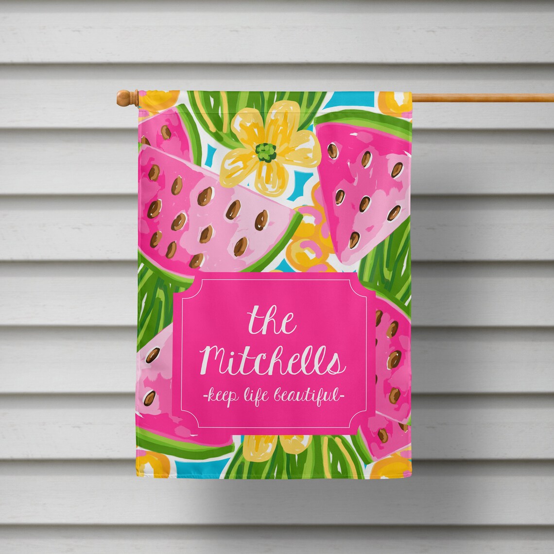 Watermelon Personalized Garden Flag Custom Monogram Yard - Etsy