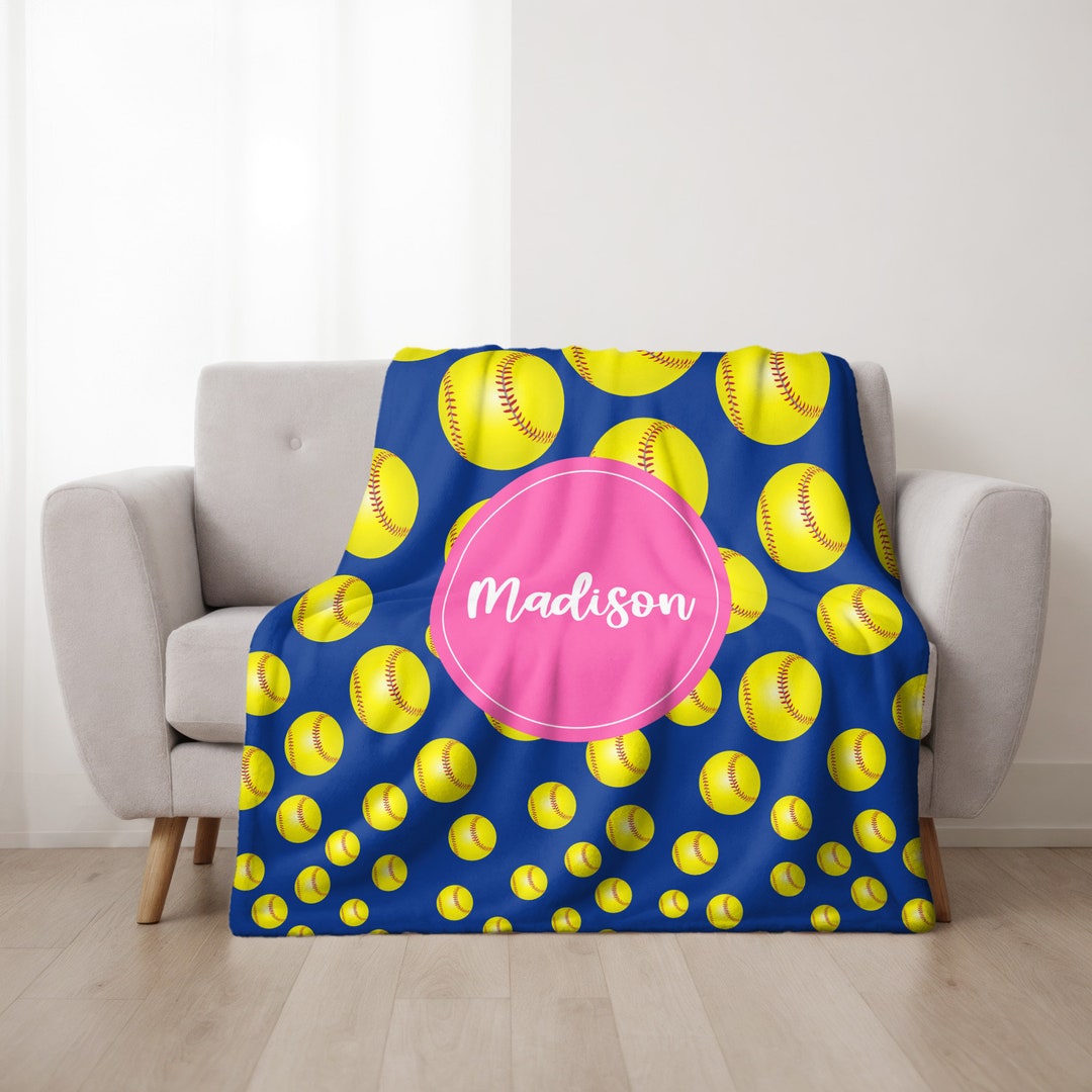 Personalized Softball Blanket - Custom Gift for Girls - Softball Team ...