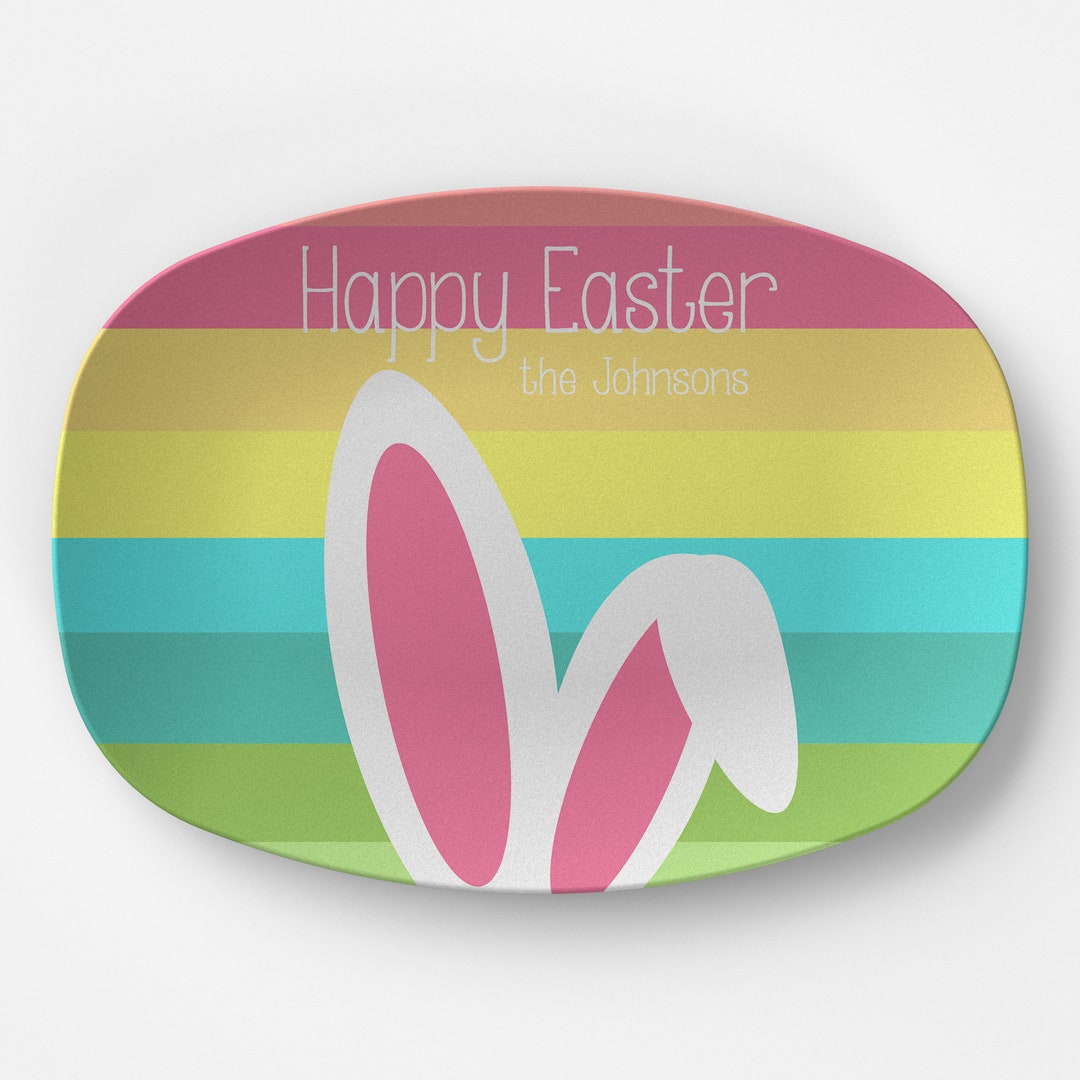 Personalized Easter Platter Egg Plate With Bunny Ears Easter Brunch - Etsy