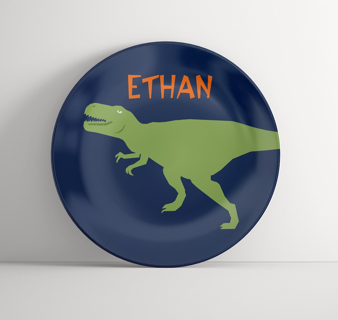 Personalized Dinosaur Plate - Customized Dino Kids Plate - Etsy