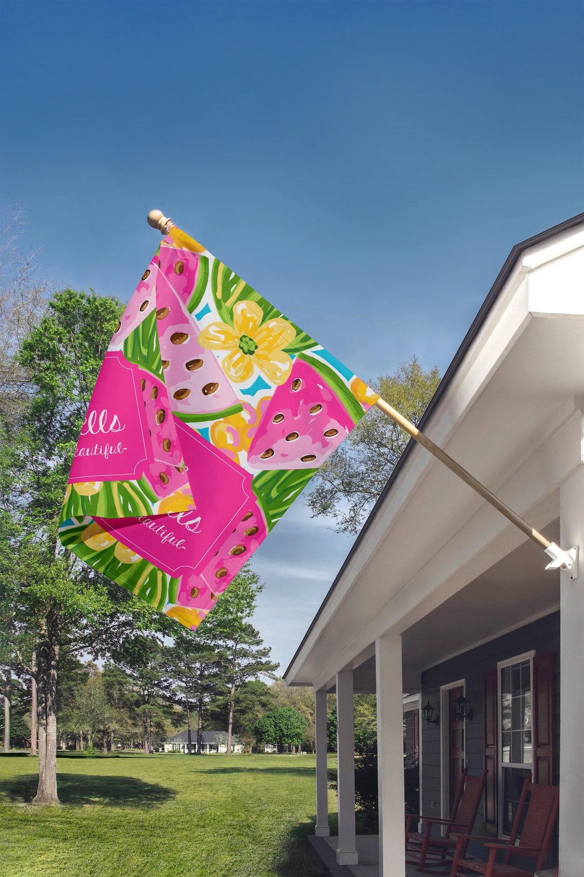 Watermelon Personalized Garden Flag Custom Monogram Yard - Etsy