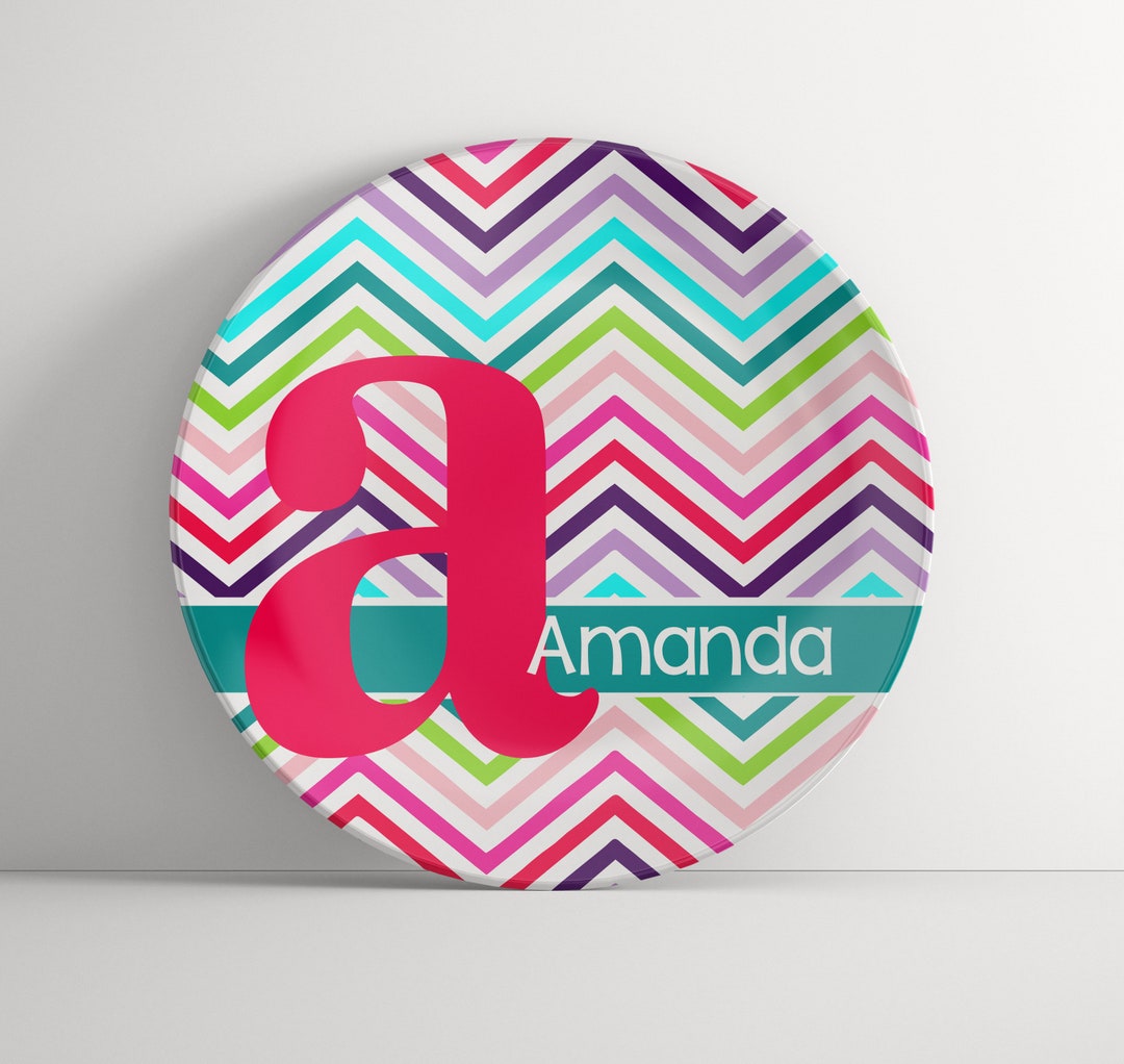 Personalized Plate - Chevron Name - Custom Plate for Girls - Etsy