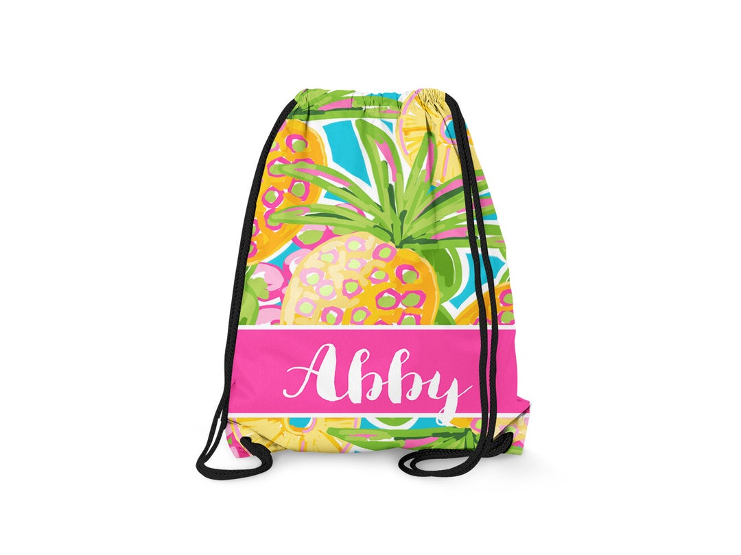 Personalized Drawstring Backpack Pineapple Personalized Kids Drawstring ...
