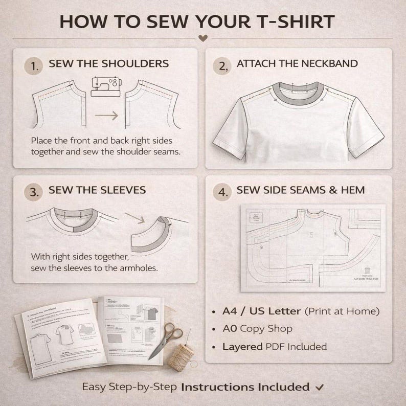 Women Loose Fit T-shirt Sewing Pattern PDF, Oversized Tee Pattern ...