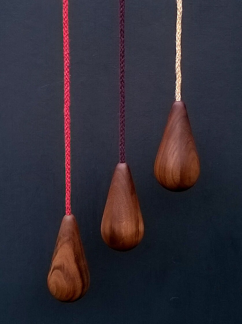 Large Walnut Peardrop Lightpull With Coloured Cord - Etsy UK