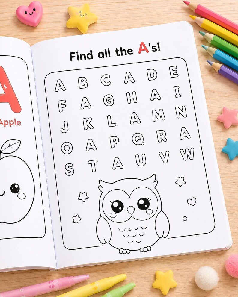 Kids Vowel Coloring Book Printable for Ages 3-5 | Learn ABC Letters ...