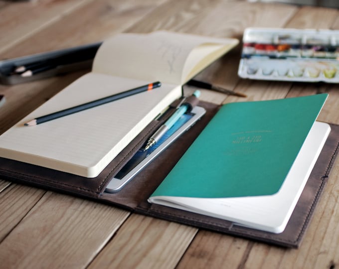 IPad Mini and A5 Notebook Leather Case. A5 Notebook and iPad Organizer ...