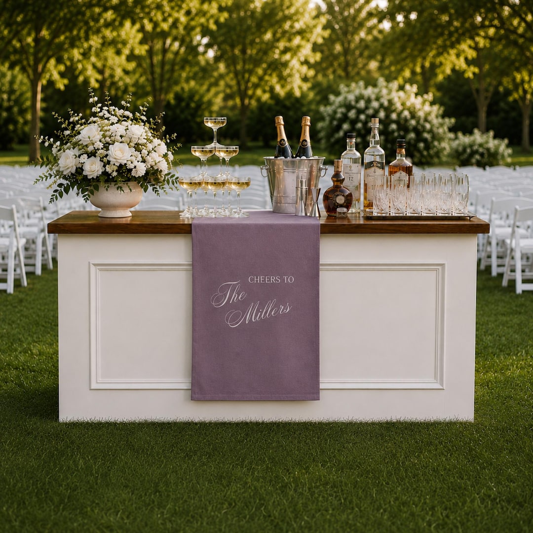 Personalized Fabric Wedding Bar Banner, Custom Cocktail Menu Sign ...