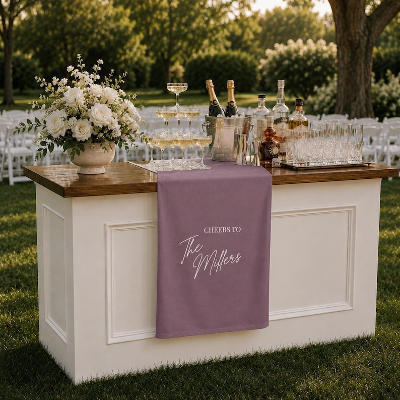 Personalized Fabric Wedding Bar Banner, Custom Cocktail Menu Sign ...
