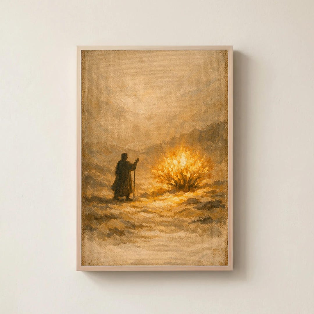 Burning Bush — Christian Wall Art | Printable Bible Story Decor | Moses ...
