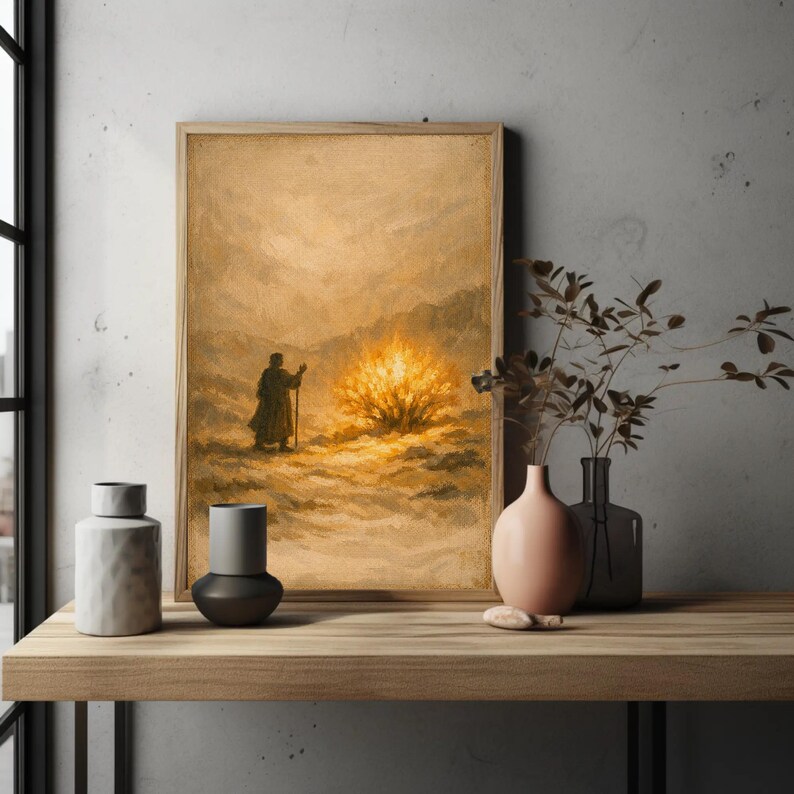 Burning Bush — Christian Wall Art | Printable Bible Story Decor | Moses ...