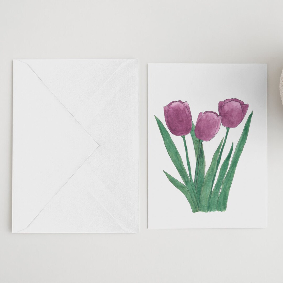 Tulip Note Cards, Set of Ten Note Cards, Watercolor Print Note Cards - Etsy