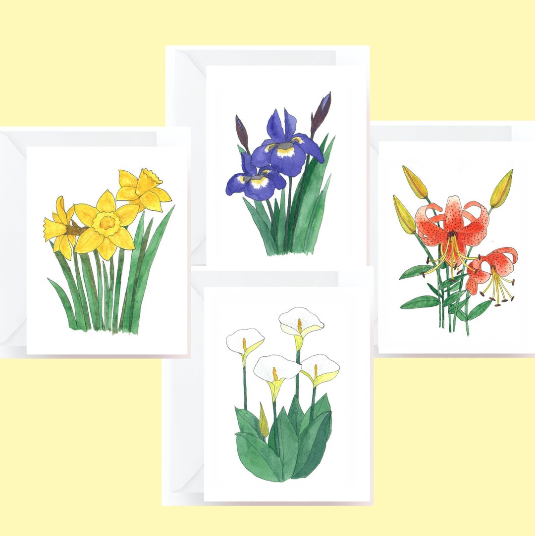 Flower Note Cards, Set of 12 Note Cards - Etsy