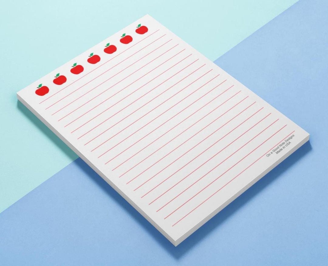 Set of Apple Notepads, Cheerful Notepads, Apple Paper, Teacher Gift - Etsy