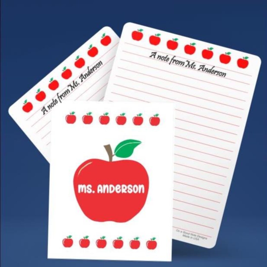 Personalizes Apple Note Cards and Notepads Gift Set, Note Cards, Note ...