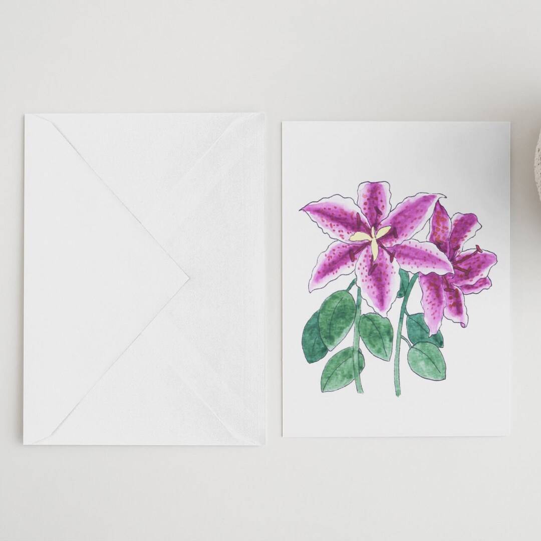 Lily Note Cards, Set of Ten Note Cards, Watercolor Print Note Cards - Etsy
