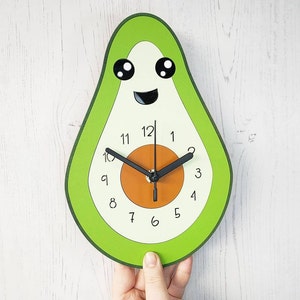 Avocado Wall Clock • Kawaii Clock • Kawaii Decor • Food Lover Gift ...