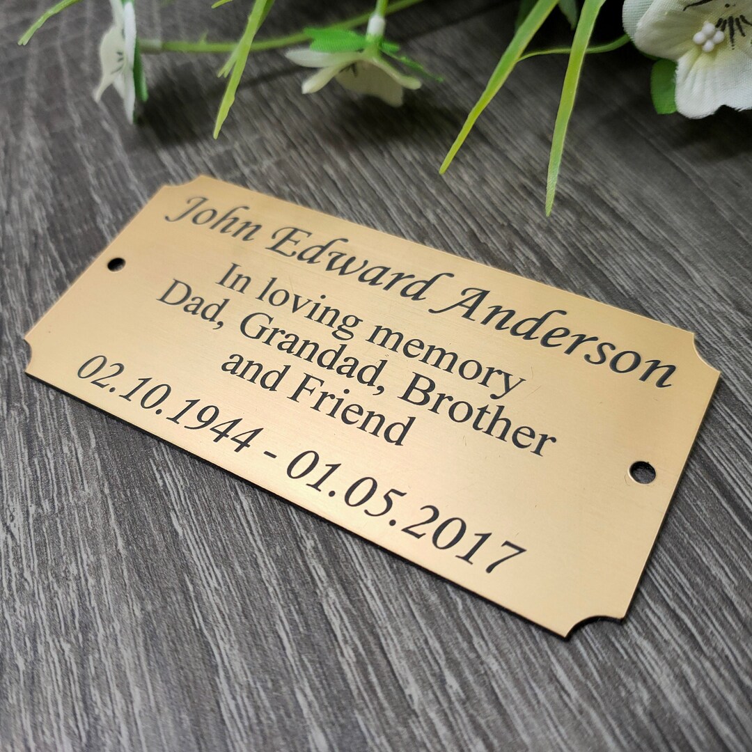 EXTRA LARGE Brass Effect Plastic Memorial Plaque • Personalised ...