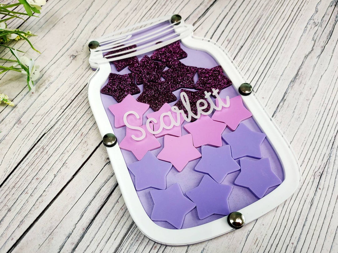 Reward Jar in Pastel Purple & White Reward Jar GLITTER STARS Reward ...