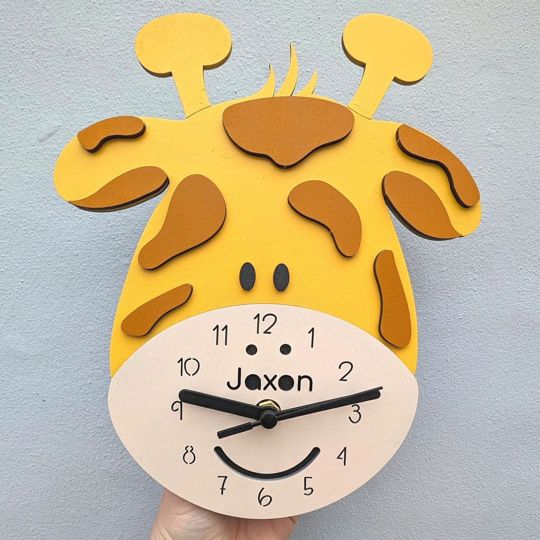 Giraffe Clock Safari Wall Clock Giraffe Children's Clock Nursery ...