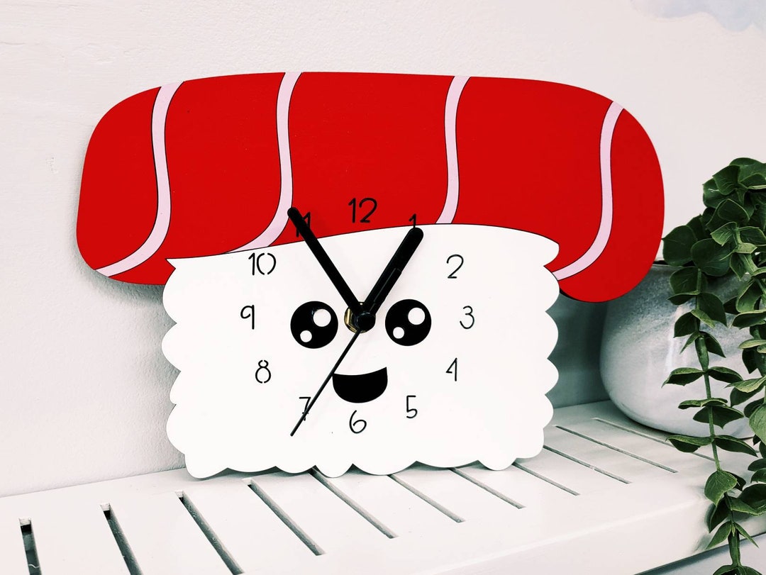 Kawaii Tuna Sushi Wall Clock • Kawaii Clock • Kawaii Decor • Sushi ...