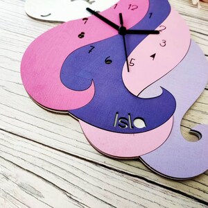 Pink and Purple Bright Unicorn Clock • Children's Clock • Nursery ...