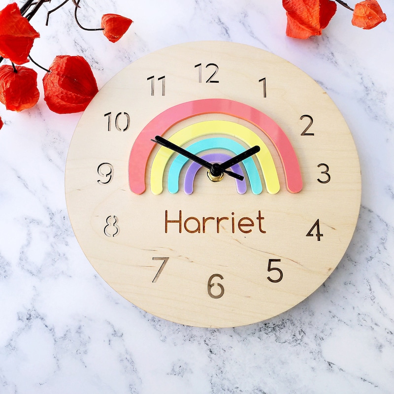 Rainbow Wall Clock - Etsy