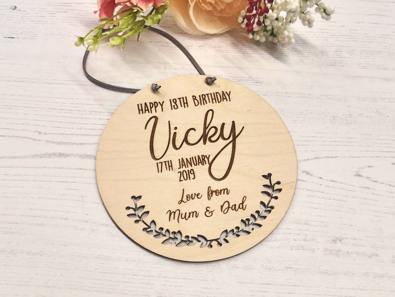 Happy Birthday Hanging Sign Floral Birthday Message - Etsy
