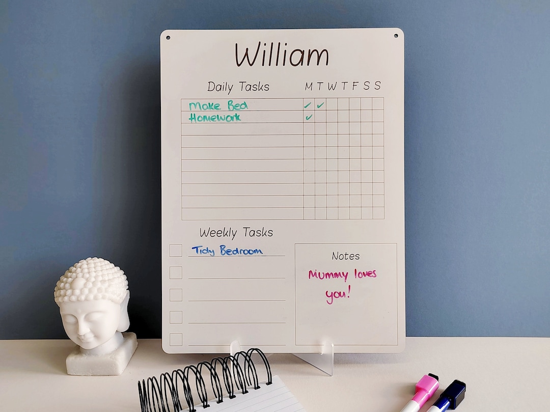 Kids Daily Tasks Chart, Hand Made, Daily Routine, Weekly Chore Chart ...