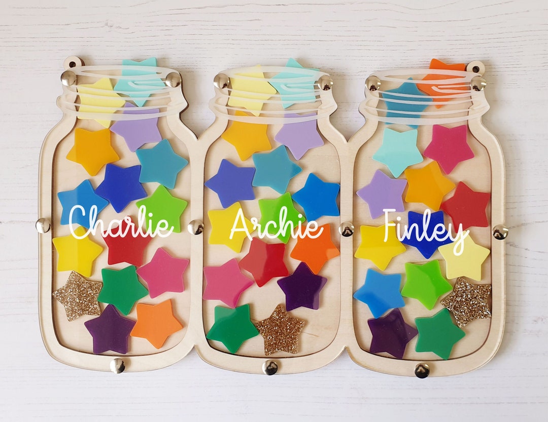 Personalised Wooden Triple Reward Jar System Reward Chart Good ...