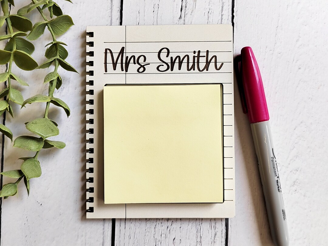 Personalised Wooden Sticky Note Holder Personalised Post-it Notes Dock ...