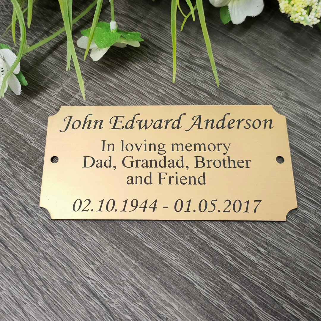Brass Effect Plastic Memorial Plaque • Personalised Memorial Plaque ...