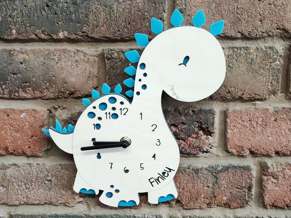 Dinosaur Clock Children's Clock Nursery bedroom Decor | Etsy