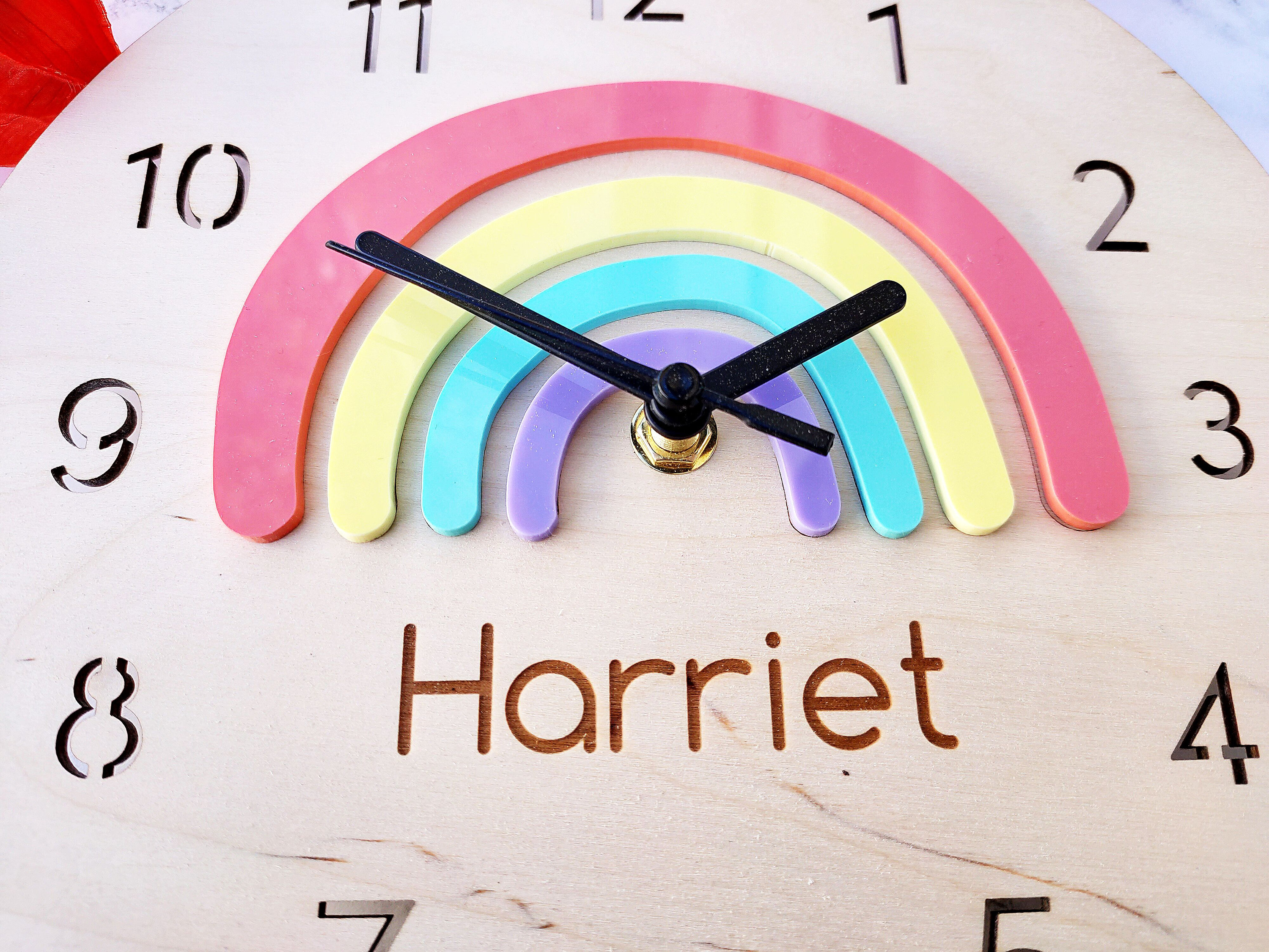 Pastel Acrylic Rainbow Clock Children's Clock Nursery - Etsy.de