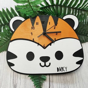 Tiger Clock • Children's Clock, Nursery Bedroom Decor • Personalised ...