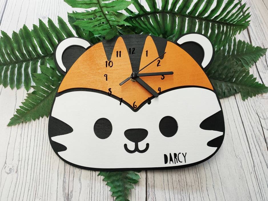 Tiger Clock Children's Clock Nursery Bedroom Decor | Etsy