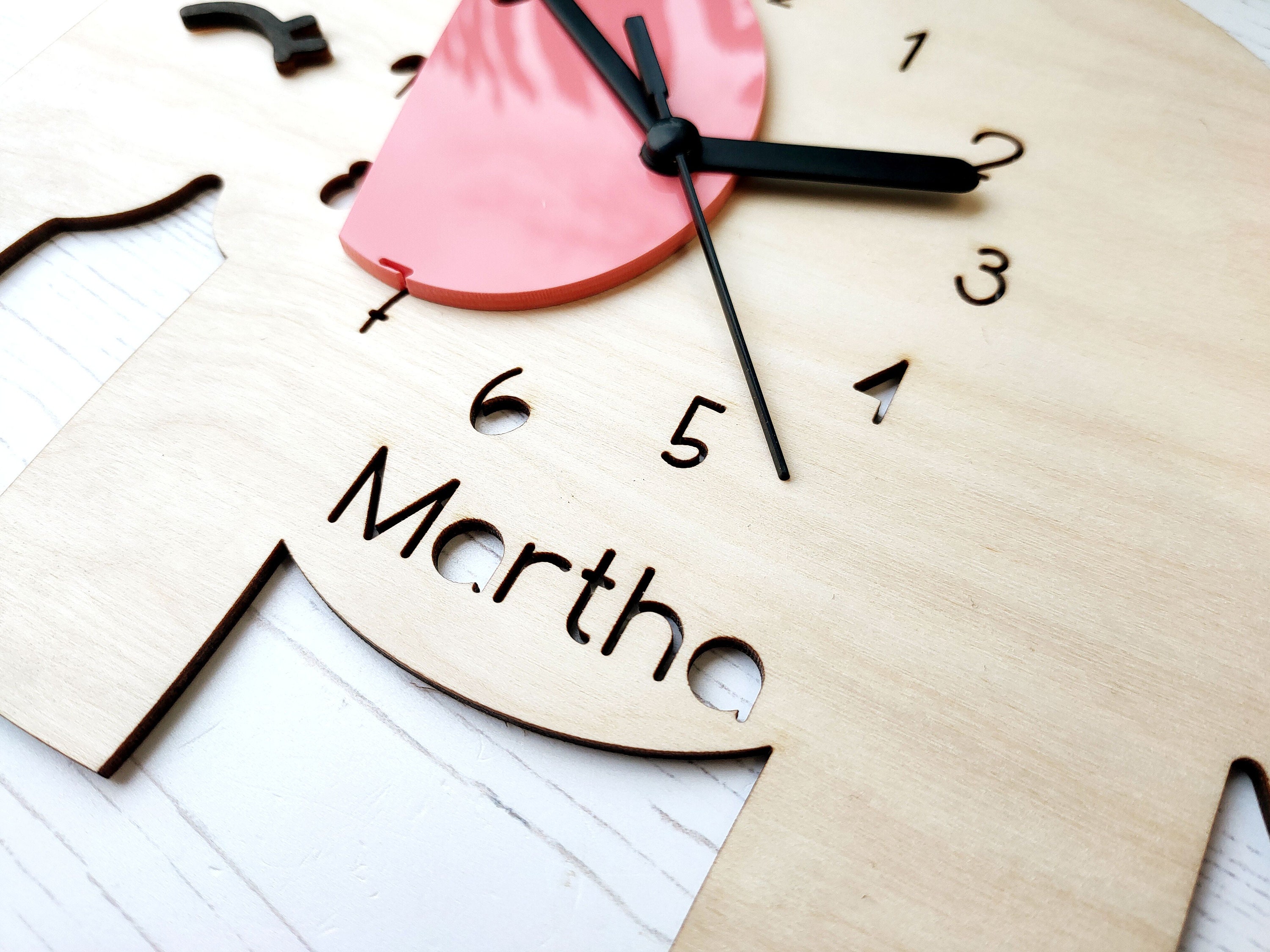 Wooden Elephant Clock • Children's Clock • Nursery Bedroom Decor ...