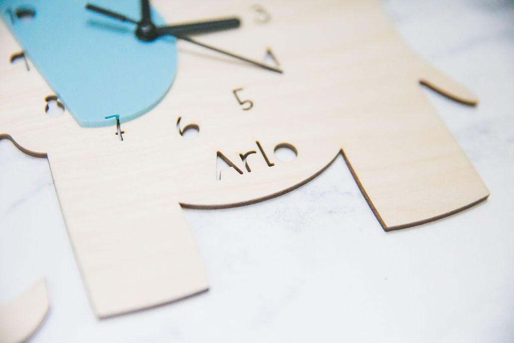 Wooden Elephant Clock • Children's Clock • Nursery Bedroom Decor ...