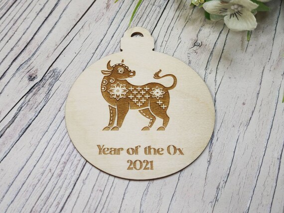Chinese New Year Wooden Decoration Year of the Ox Chinese | Etsy