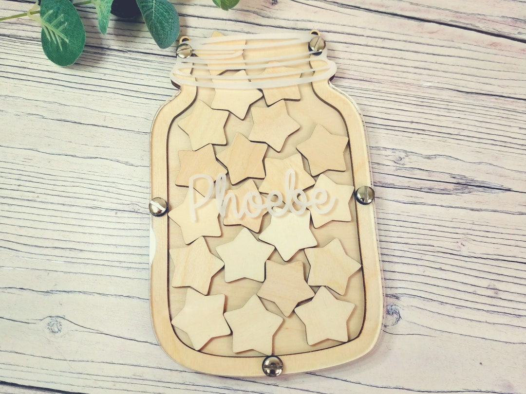 Wooden Reward Jar With Wooden Stars • Reward Chart • Good Behaviour ...