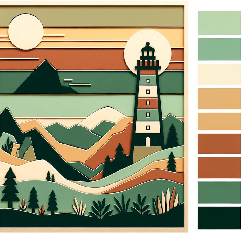 Lighthouse Shadow Box SVG, Layered Coastal Scene Light Box Template ...