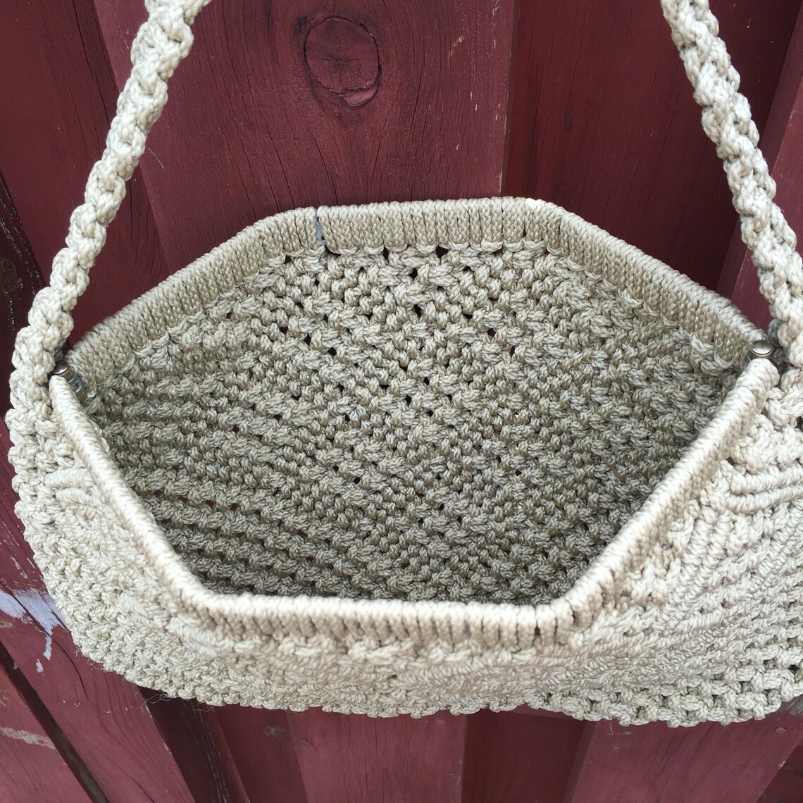 Vintage Purse / Brown Macrame Tote Bag / Beach Bag / Hand Made | Etsy