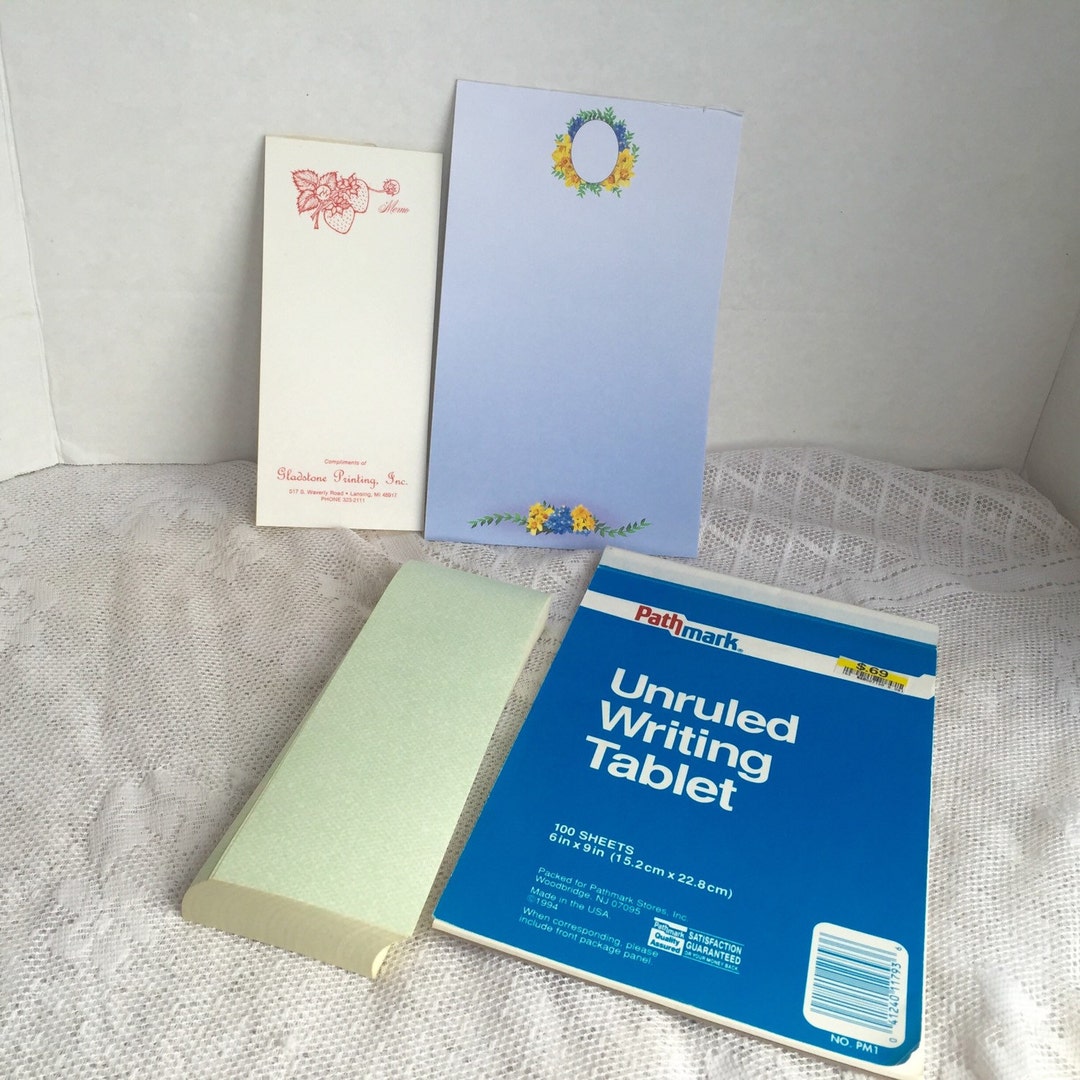 Vintage Writing Tablets / Unlined Writing Paper / Blue Floral - Etsy